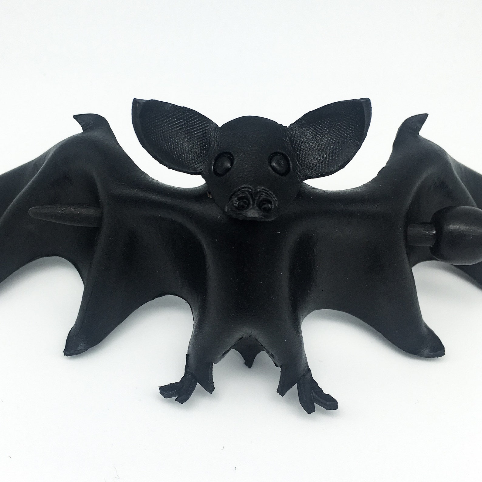Leather Bat Hair Slide, Handcrafted Bat Stick Barrette, Cute Black ...
