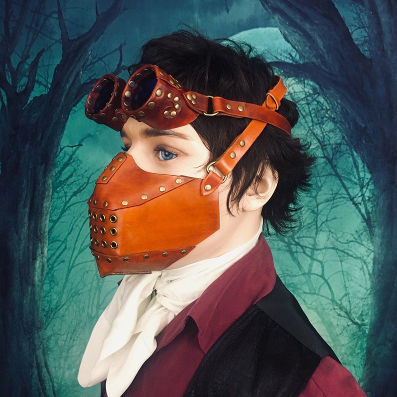 Leather Steampunk Costume Respirator, Handmade Diesel Punk Zombie ...