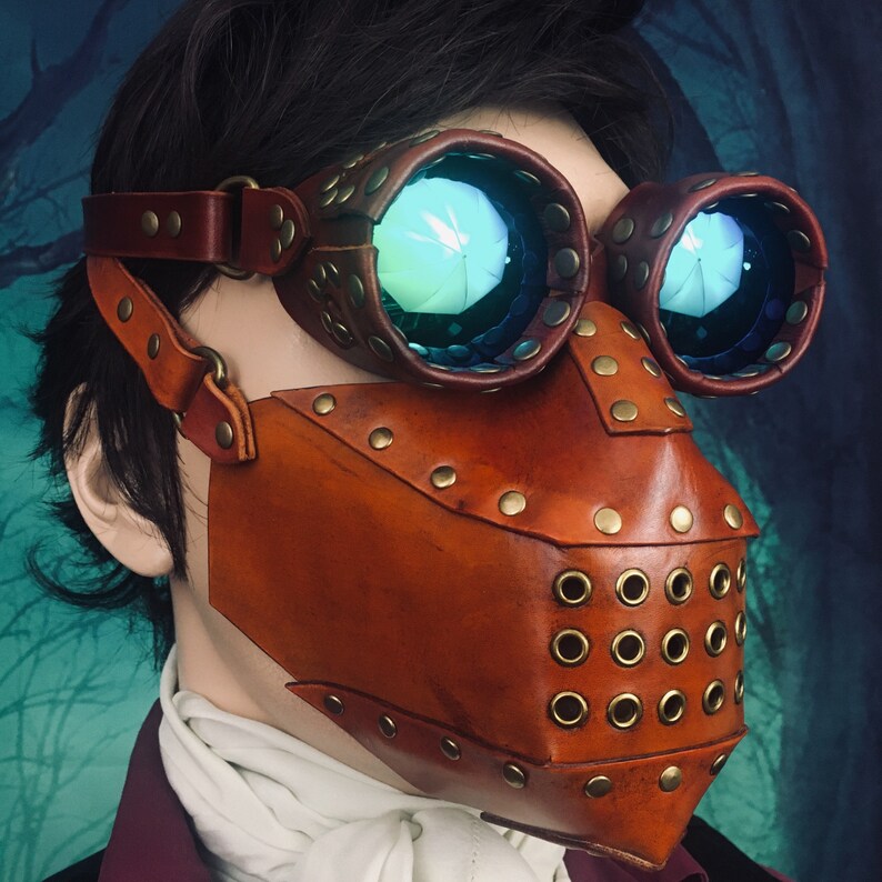 Leather Steampunk Costume Respirator, Handmade Diesel Punk Zombie ...