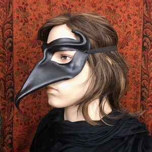 Black Leather Raven Mask Handcrafted Crow Eyemask With Hooked - Etsy