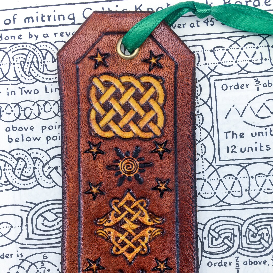 Leather Celtic Knot Bookmark Handcrafted Sun Birds Celtic - Etsy