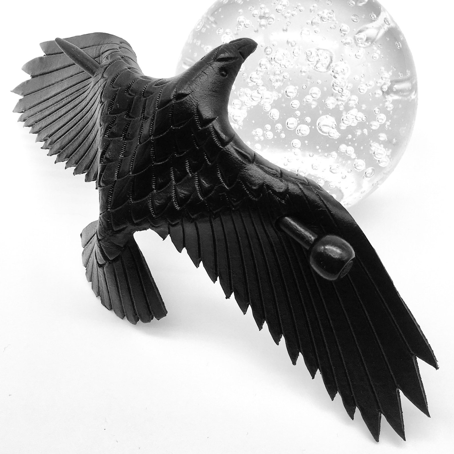 Leather Raven Hair Pin lge. Handmade Raven Stick Barrette | Etsy