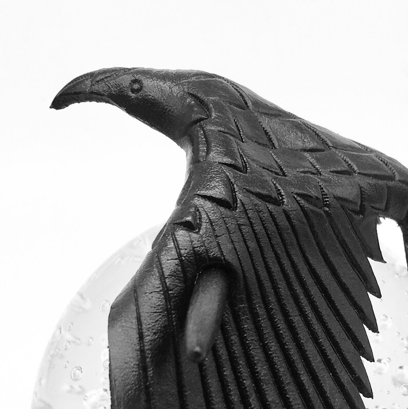 Leather Raven Hair Pin med. Handmade Raven Stick Barrette - Etsy
