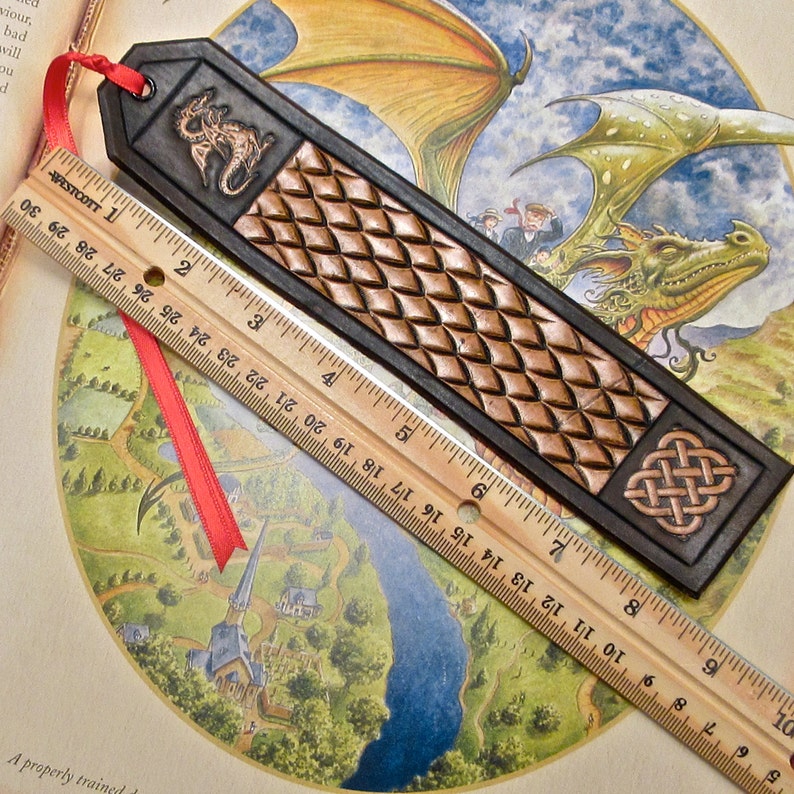 Leather Dragon Scale Bookmark Handmade Scales and Celtic - Etsy