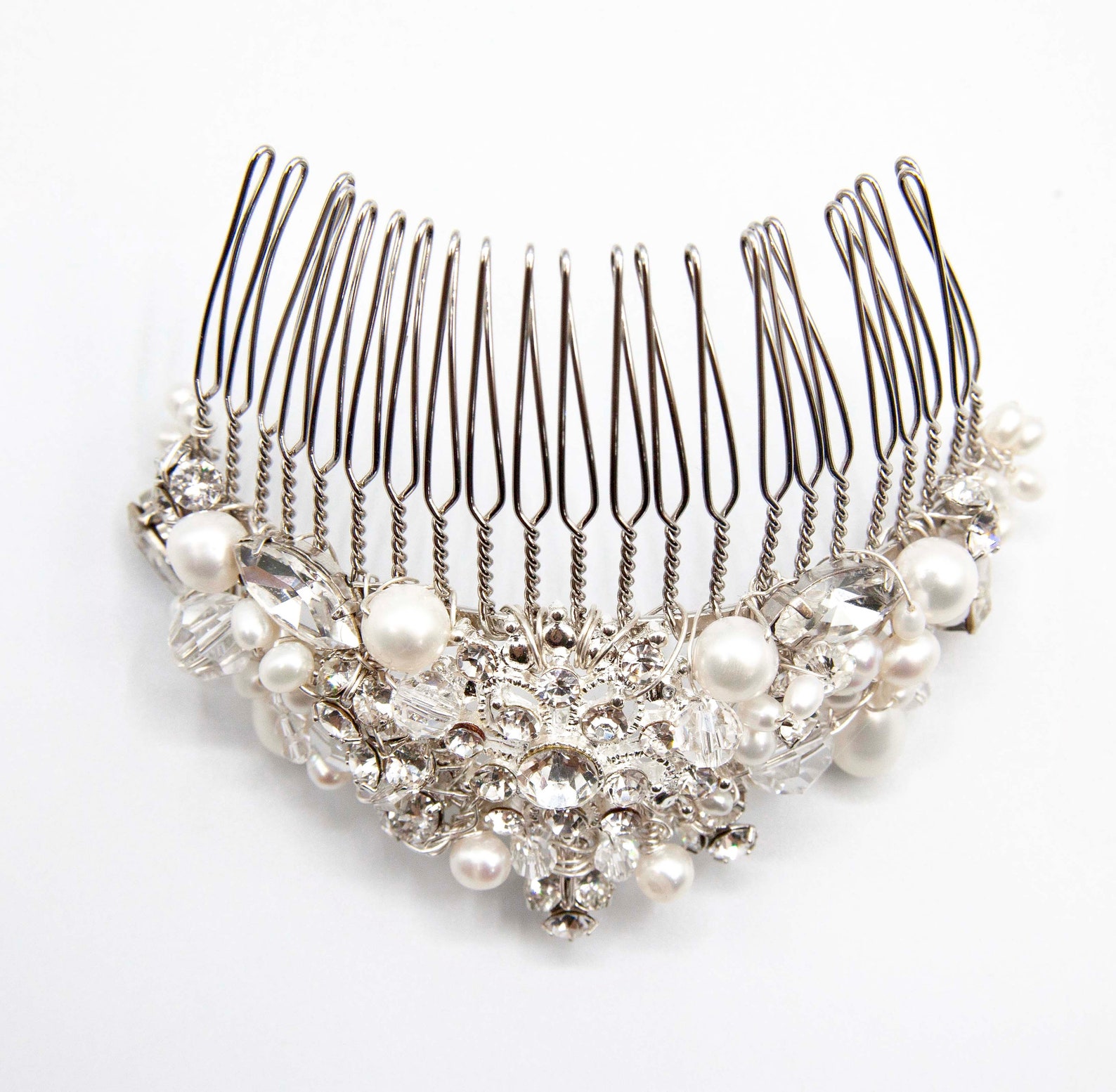 The Princess Hair Comb, Diamond Bridal Haircomb, Bridal Comb, Silver ...