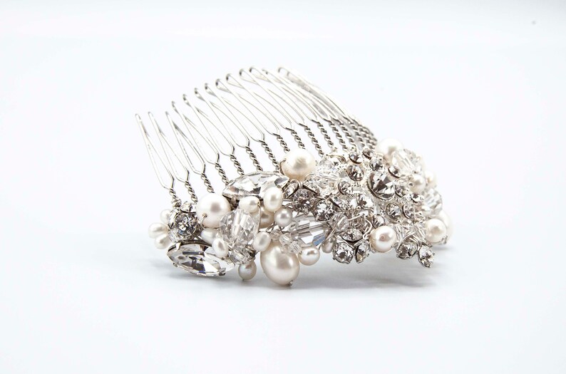 The Princess Hair Comb, Diamond Bridal Haircomb, Bridal Comb, Silver ...
