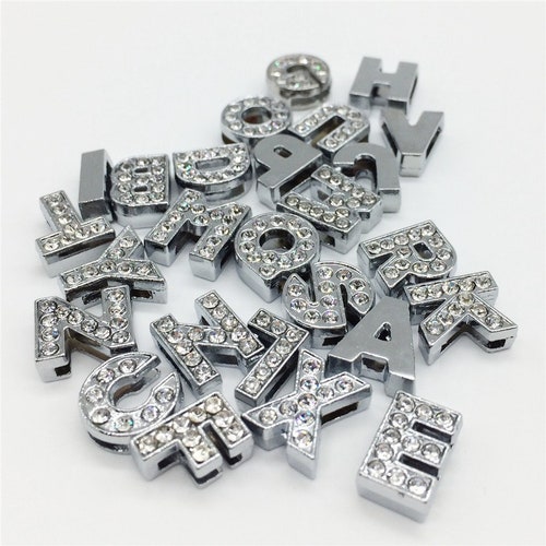8mm Rhinestone Slide Letter Charms Slider Alphabet MULTIPLE - Etsy