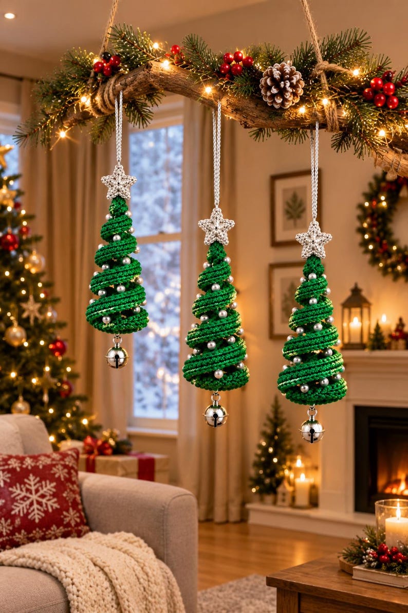 Crochet Christmas Tree Pattern, Wind Spinner Ornament, Spiral Hanging ...