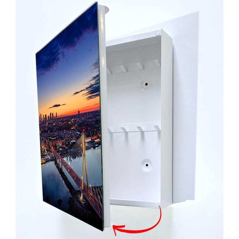 Key Box, Key Hanger, Key Cabinet With Graphics on Glass 28x32x6/5 20 ...