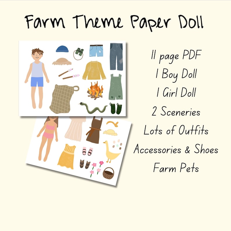 Farm Paper Dolls Theme Craft - at Home Activity, Eencourages ...
