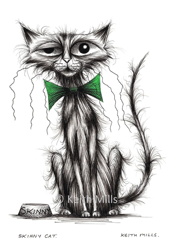 Artículos similares a Gato flaco impresión A4 tamaño imagen kitty ...