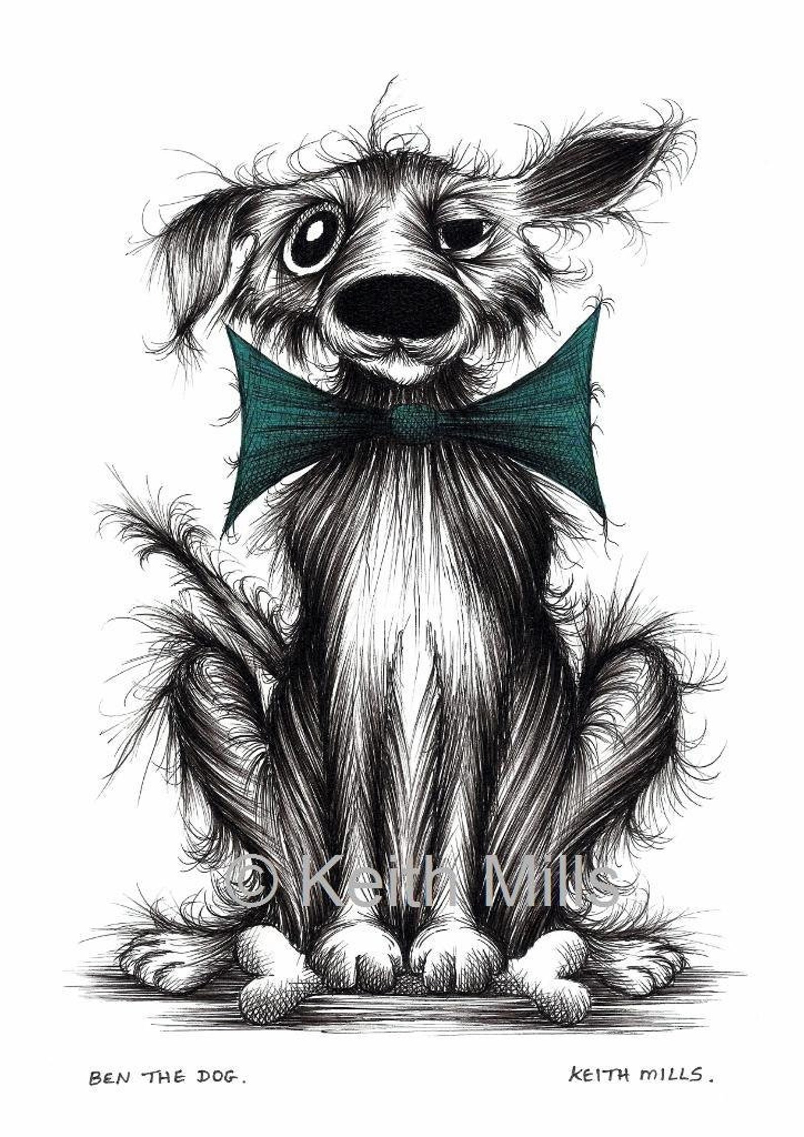 Ben the Dog Print Download Posh Pet Doggie Pooch Hound in Trendy Bow ...