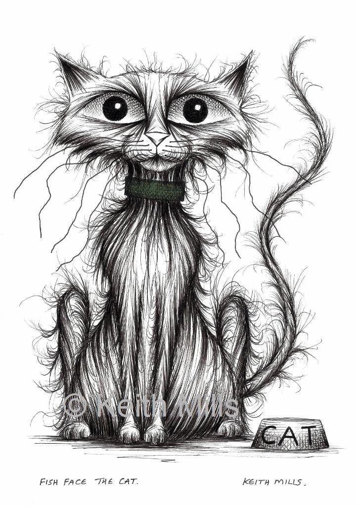 Fish Face the Cat Print Download Handsome Cute Pet Kitty With | Etsy