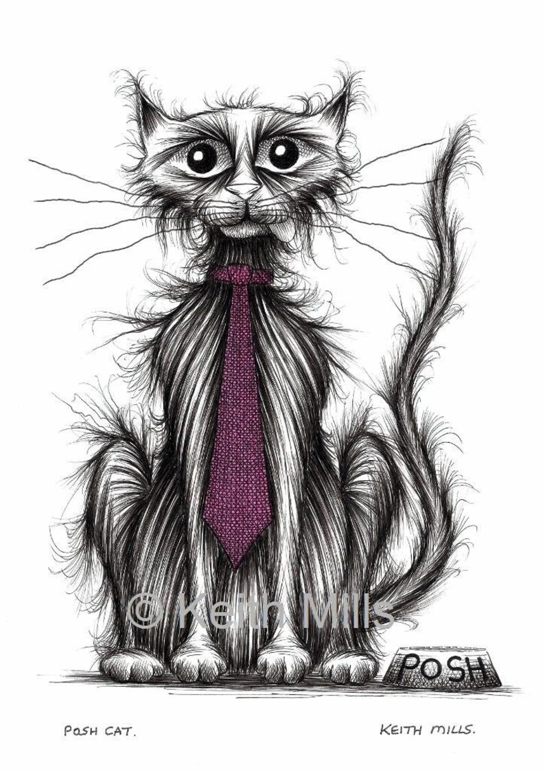 Posh Cat Print Download Smart Pet Kitty Puss With Sticky Out Tongue ...
