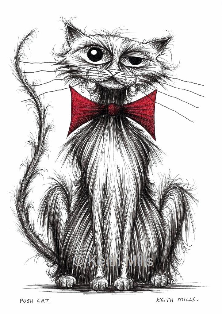 Posh Cat Print Download Fashionable Pet Puss Wearing Super Smart Trendy ...