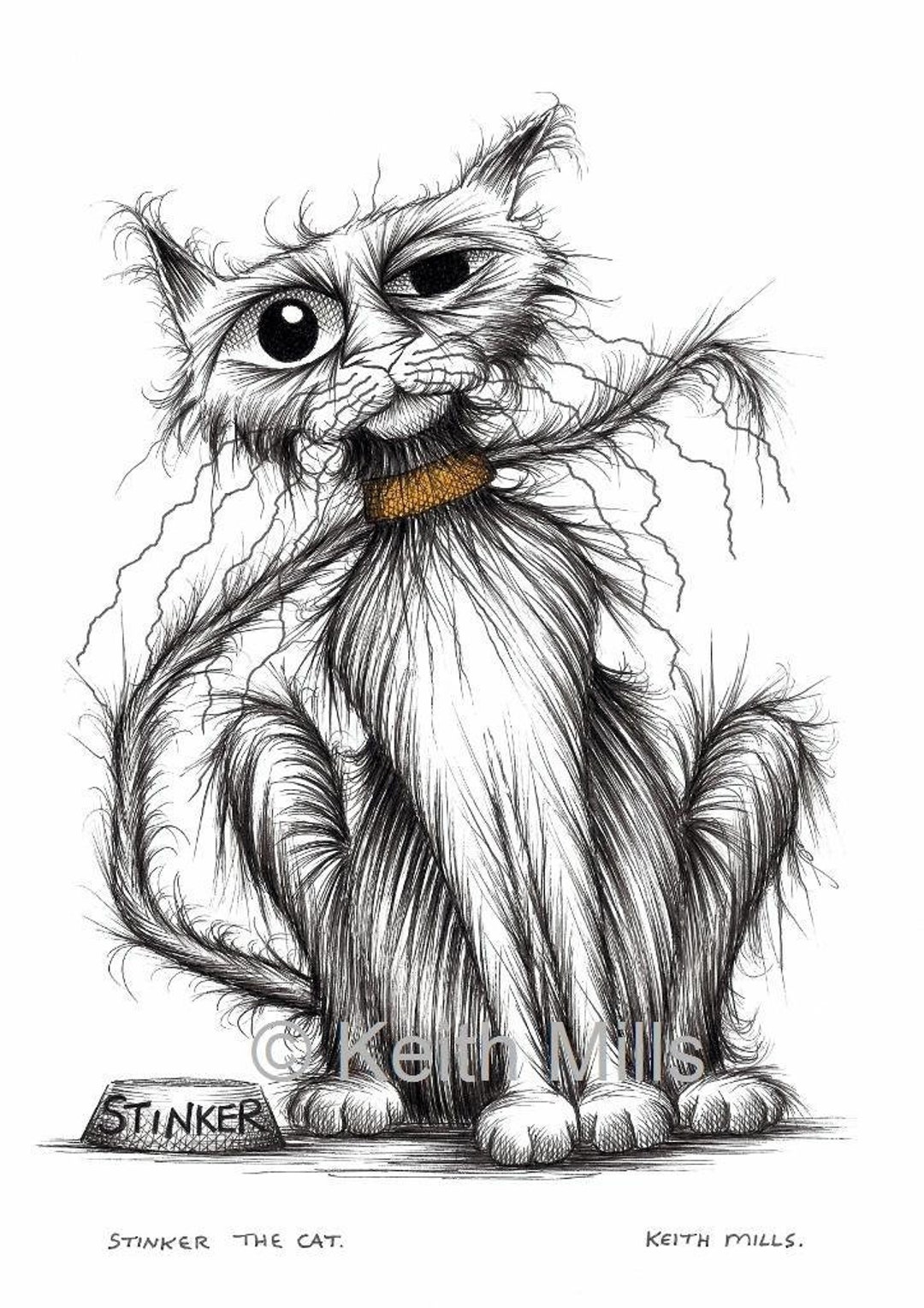 Stinker the Cat Print Download Shabby Scruffy Tatty Moggie With Thin ...