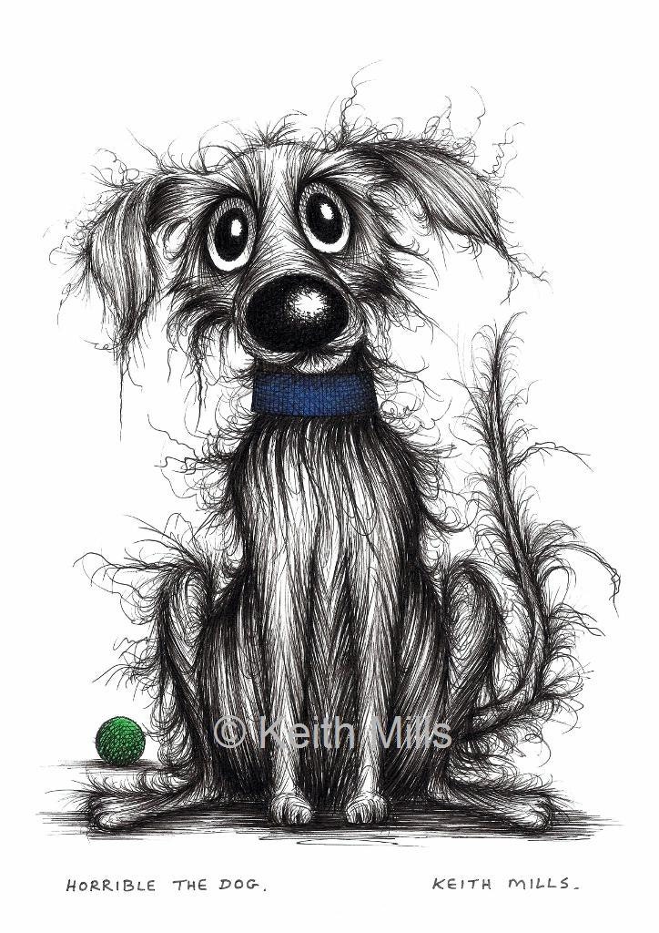 Horrible the Dog Print A4 Size Picture Mucky Scruffy Doggie Pooch Hound ...