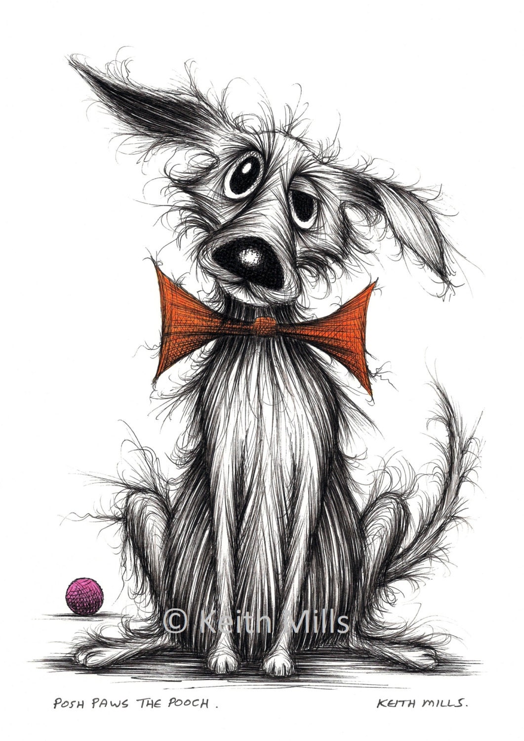 Posh Paws the Pooch Print A4 Size Picture Quite Scruffy Pet Hound ...