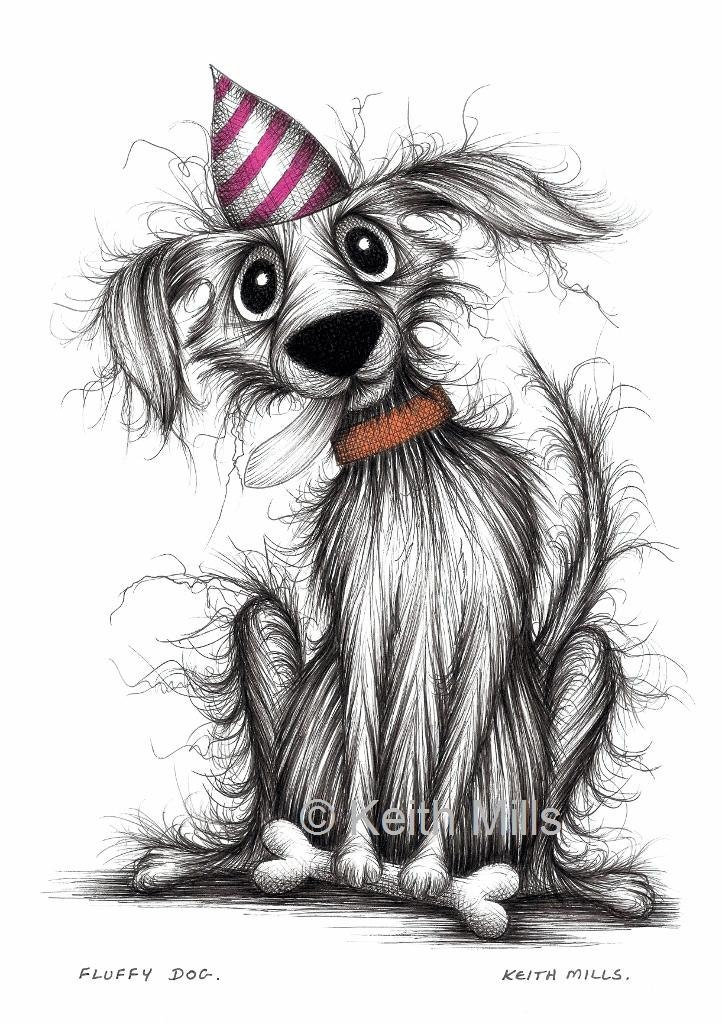 Fluffy Dog Print A4 Size Picture Super Cute Pooch Hound in Funny ...