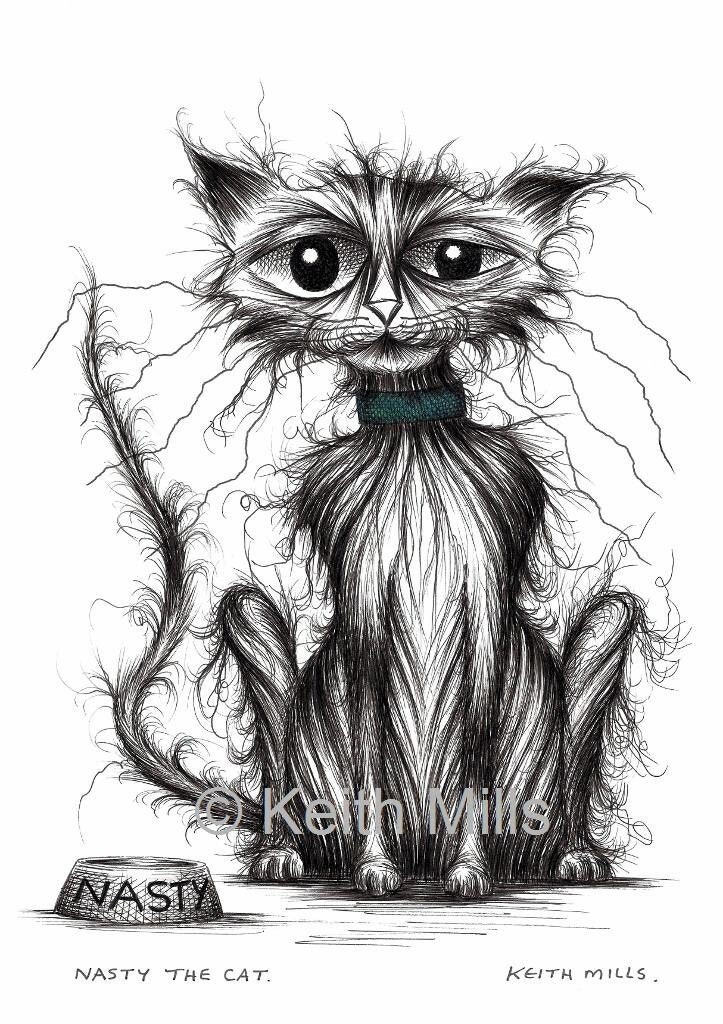 Drawing & Illustration Horrid cat Print download Horrible grubby tatty ...