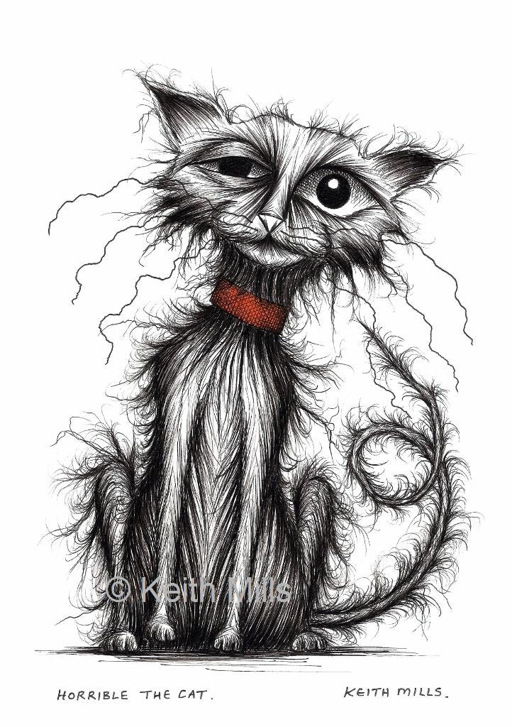 Horrible the Cat Print Download Shabby Mucky Tatty Pet Kitten Moggie ...
