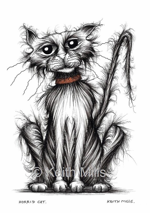 Drawing & Illustration Horrid cat Print download Horrible grubby tatty ...