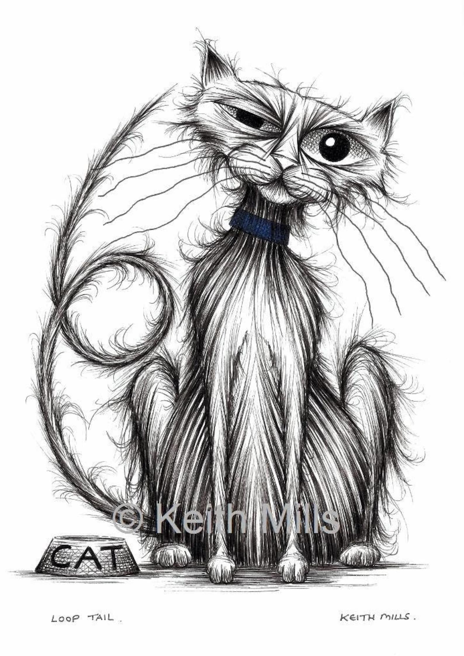 Loop Tail Print Download Cute Pet Cat Kitty Moggie Puss With a Strange ...
