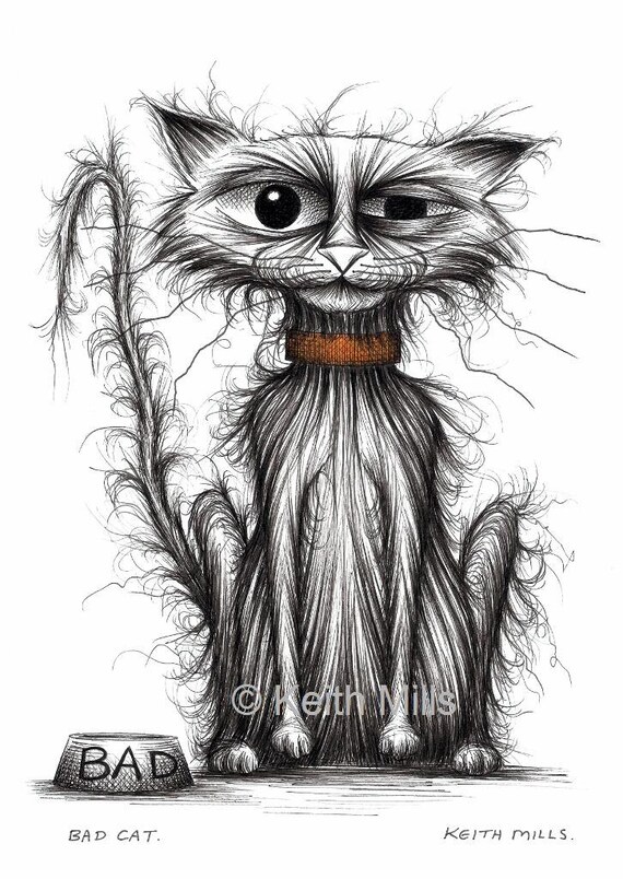 Drawing & Illustration Horrid cat Print download Horrible grubby tatty ...
