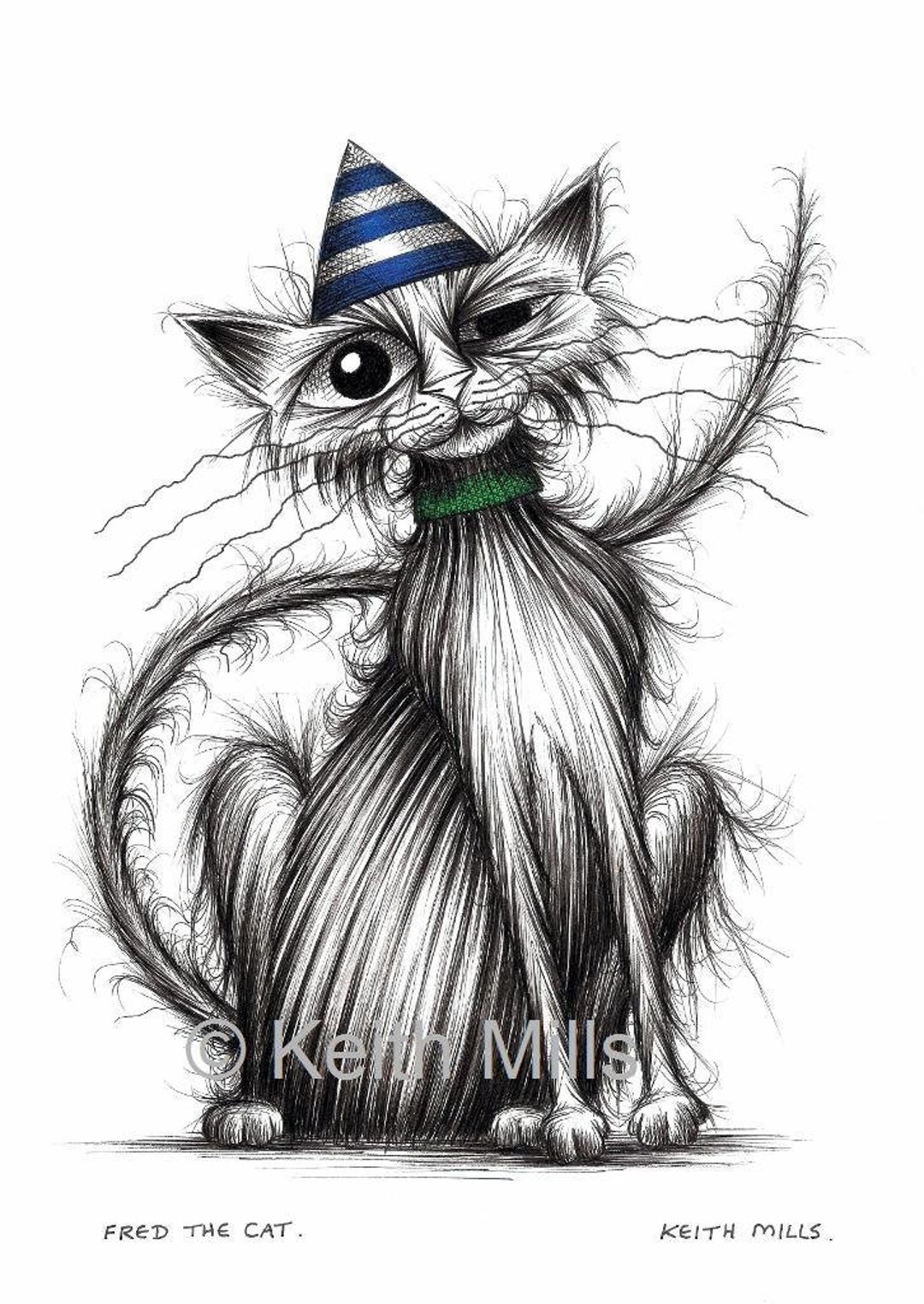 Fred the Cat Print A4 Size Picture Happy Friendly Face Kitty - Etsy