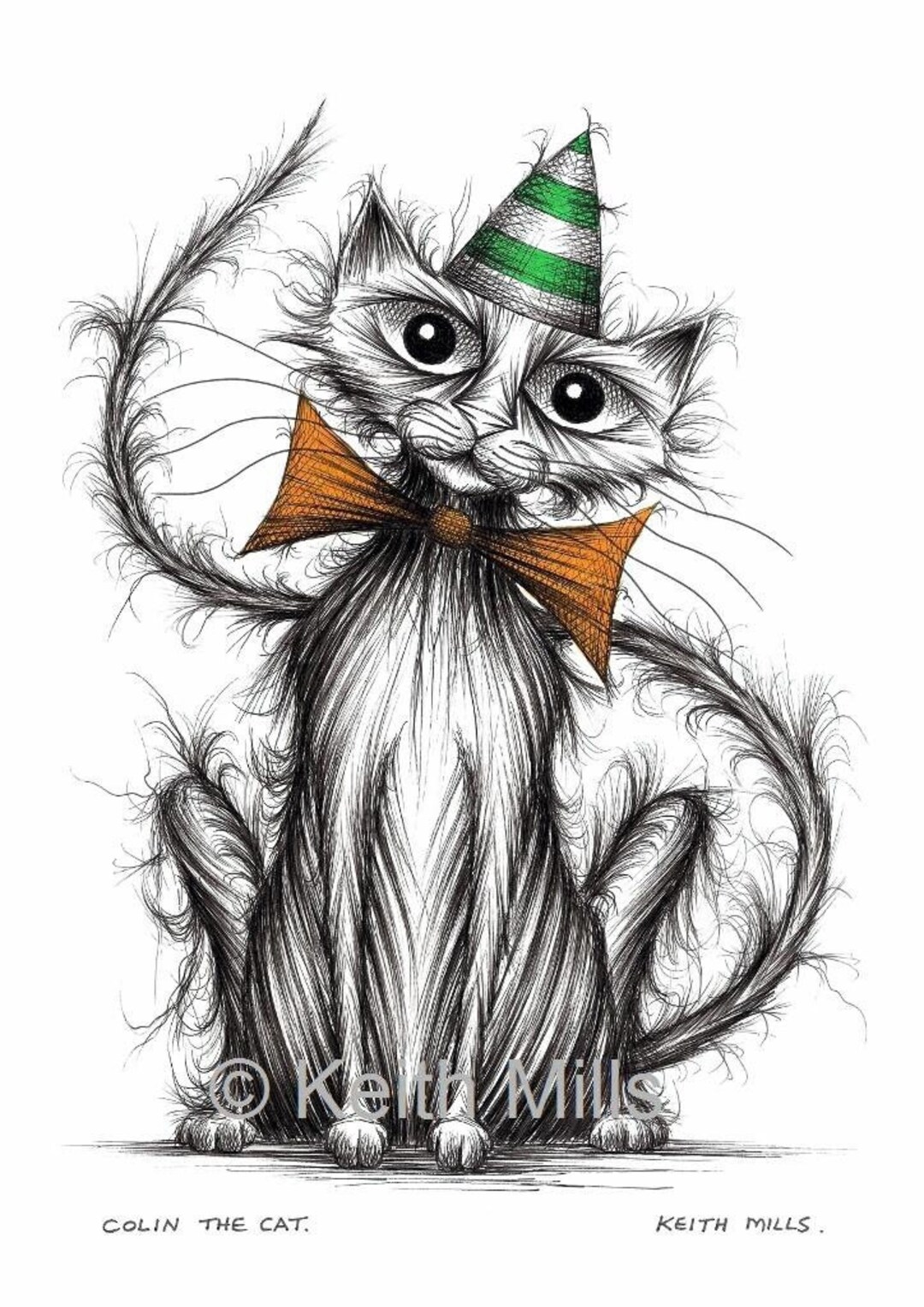 Colin the Cat Print Download Lovely Cute Pet Puss Kitty With Long Thin ...