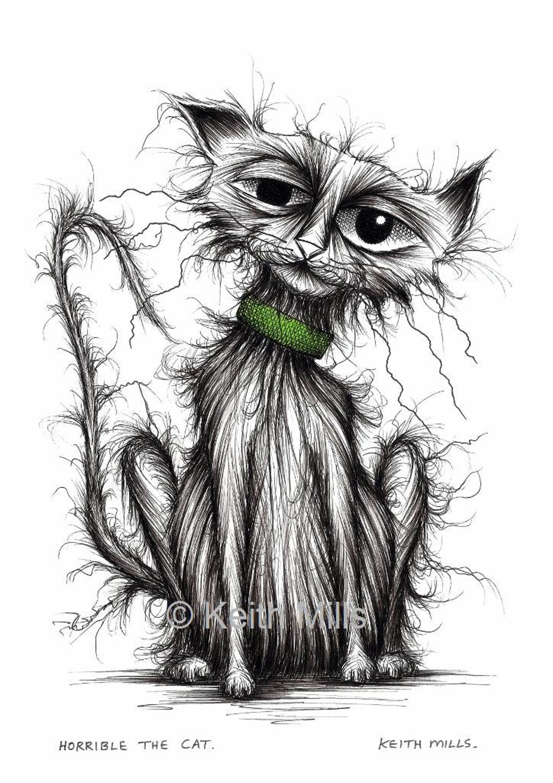Horrible the Cat Print Download Shabby Mucky Tatty Pet Kitty Moggie ...