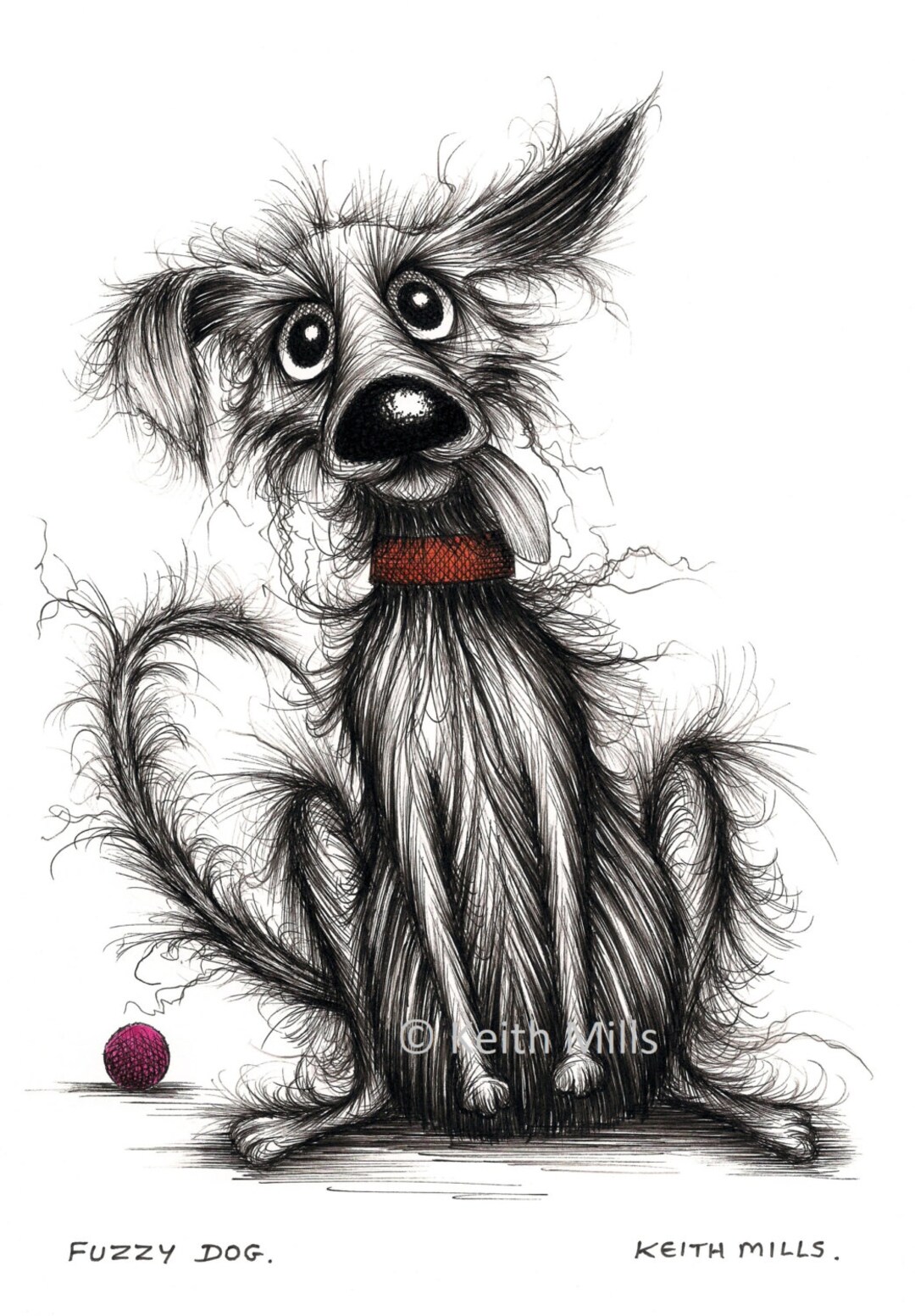 Fuzzy Dog Print A4 Size Picture Super Happy Pet Doggie Pooch Hound Mutt ...