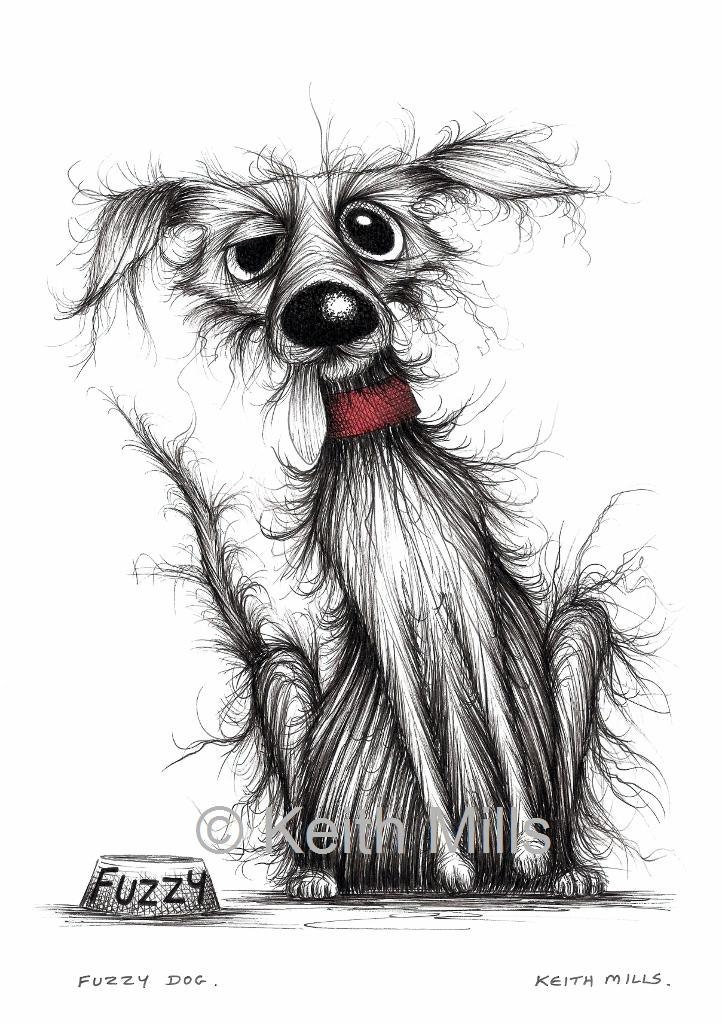 Fuzzy Dog Print A4 Size Picture Skinny Slim Pet Pooch Pup Mutt in Red ...