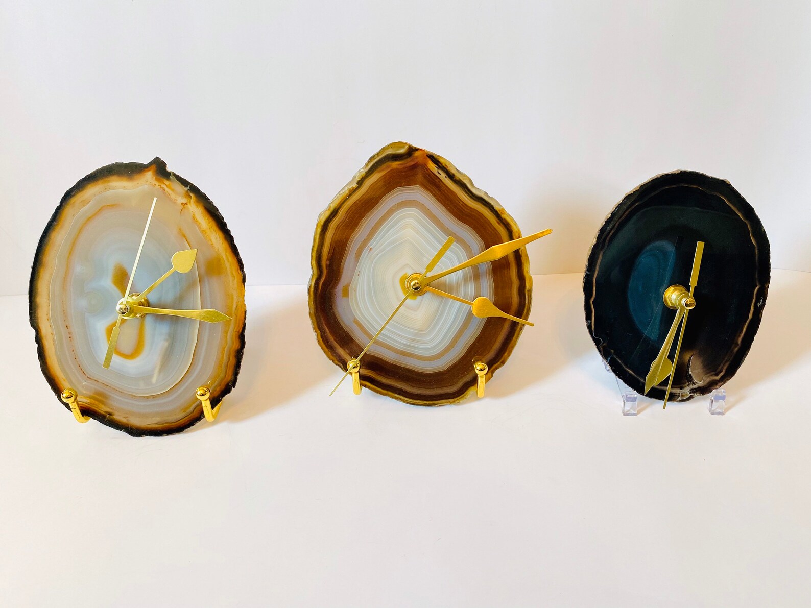 Earth Tones Agate Clock, Desk Clock, Wall Clock, Agate, Boho, Decor ...