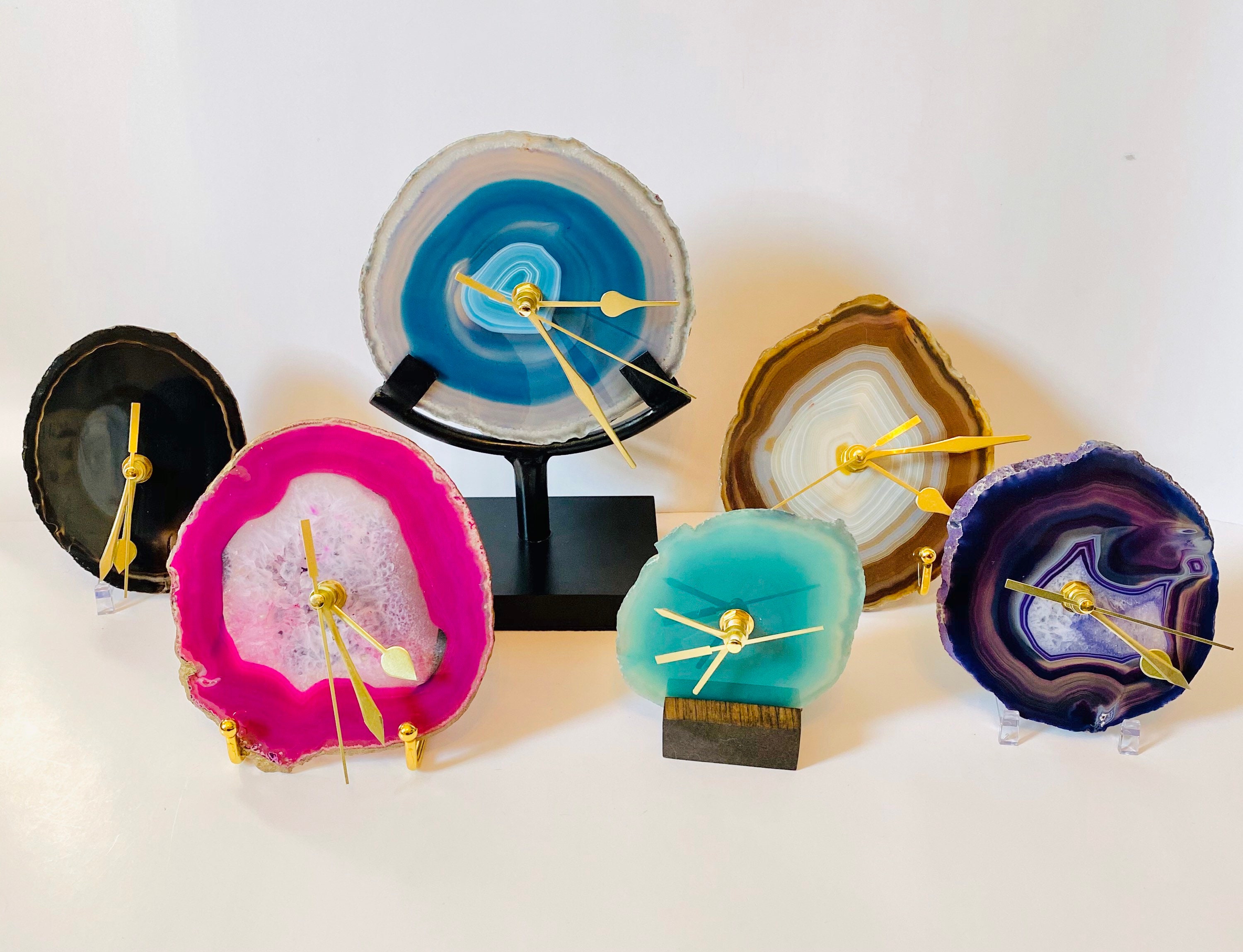 Earth Tones Agate Clock Desk Clock Wall Clock Agate Boho | Etsy