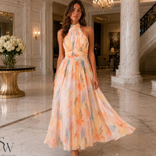 Watercolor Maxi Dress - Etsy UK
