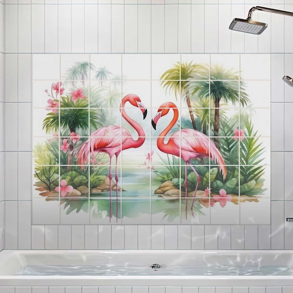 Flamingo Tile Mural - Etsy