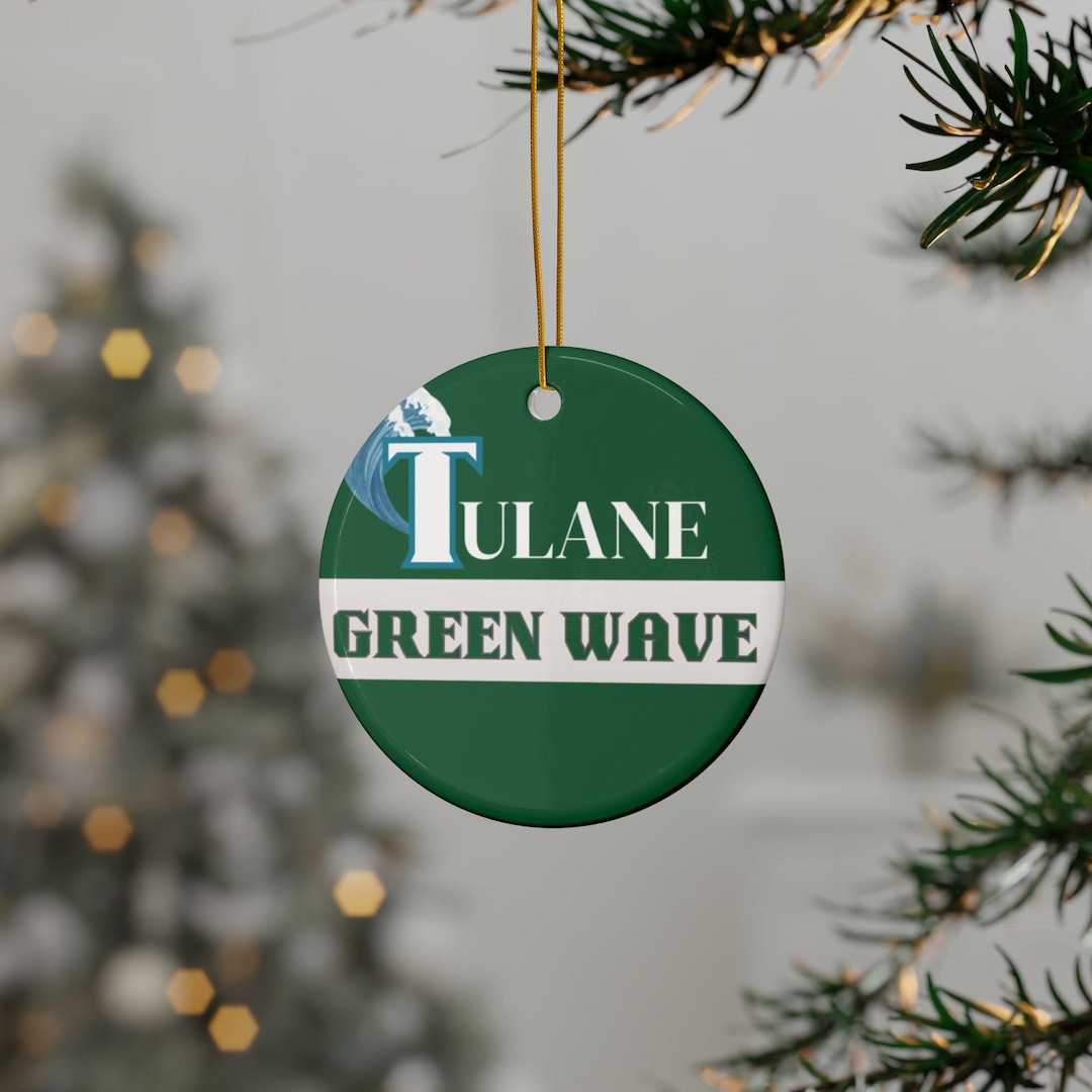 Unique Tulane College Green Wave Ceramic Ornament Christmas Tree Decor ...
