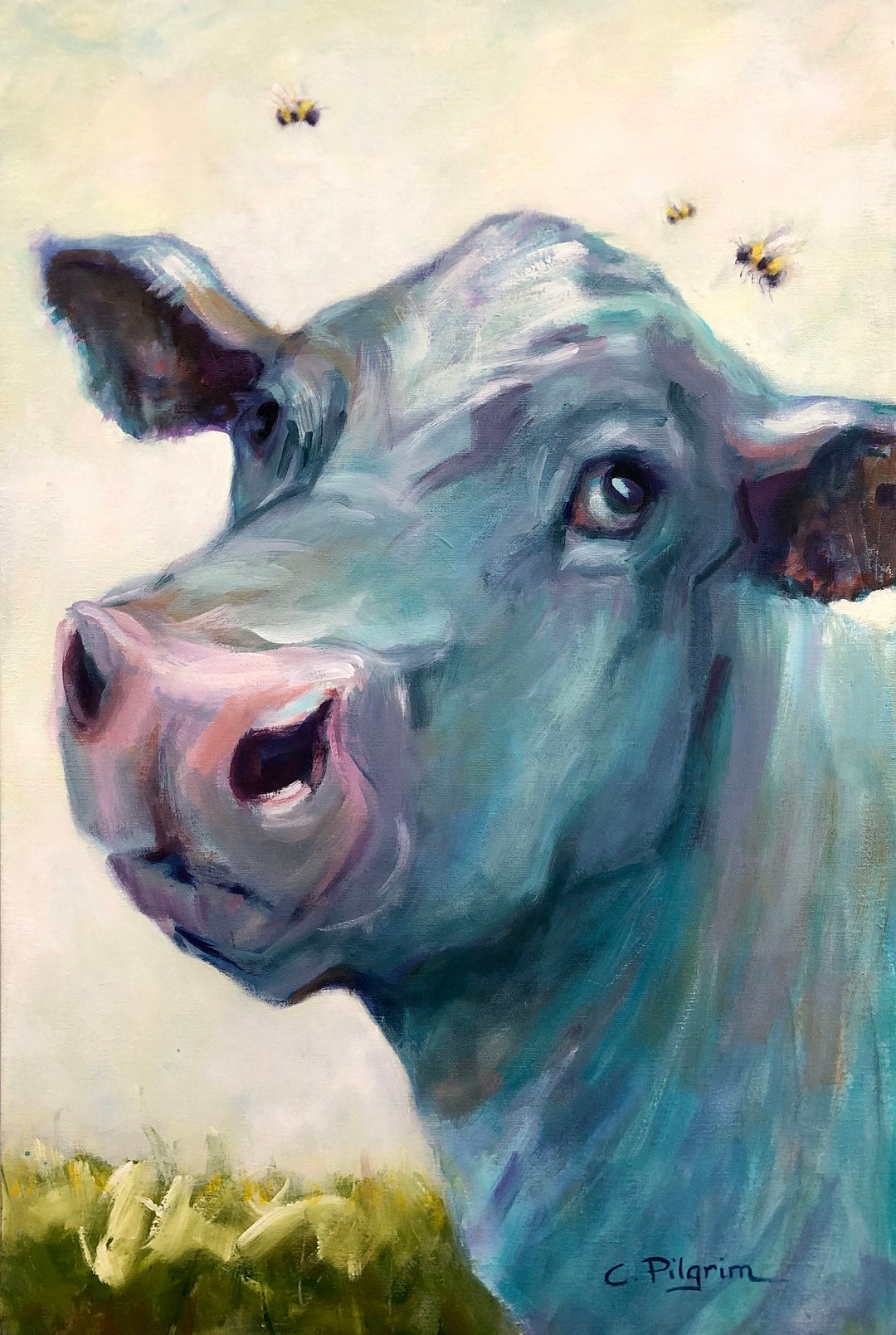 Original Acrylic Cow Painting on Gallery-wrapped Canvas, 20" X 30 ...