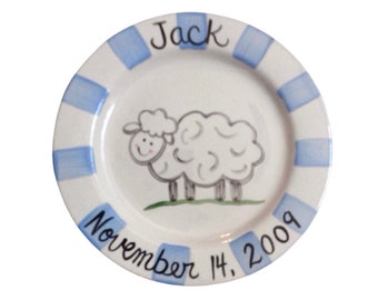 Personalized Child Birth Plate Baby Gift New Baby Blue Bunny - Etsy