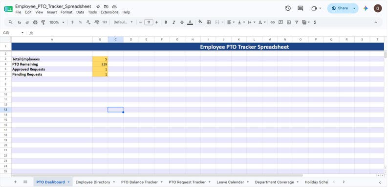 Employee PTO Tracker Spreadsheet, Vacation Leave Management (excel ...