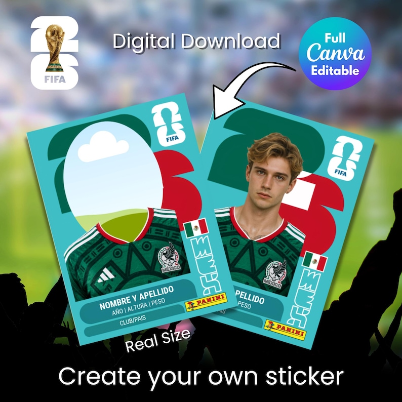 Mexico World Cup 2026 Sticker Template | Customizable Photo Football ...