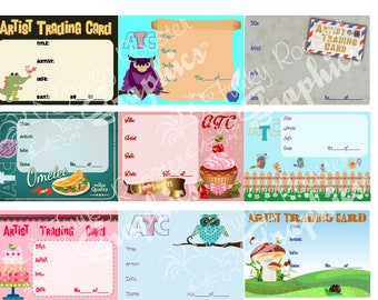 ATC Back Sides, Horizontal Artist Trading Card Label, Digital Download ...