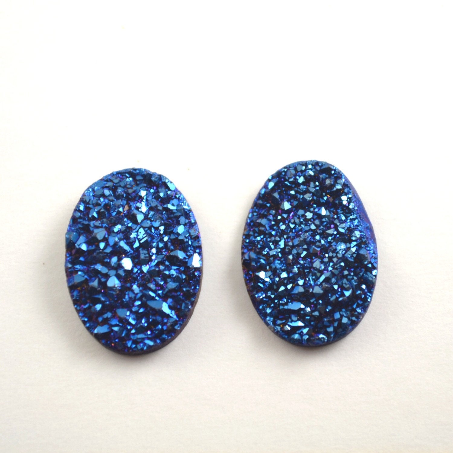 Blue Druzy Cabochon Pair Druzy Quartz Gemstones | Etsy