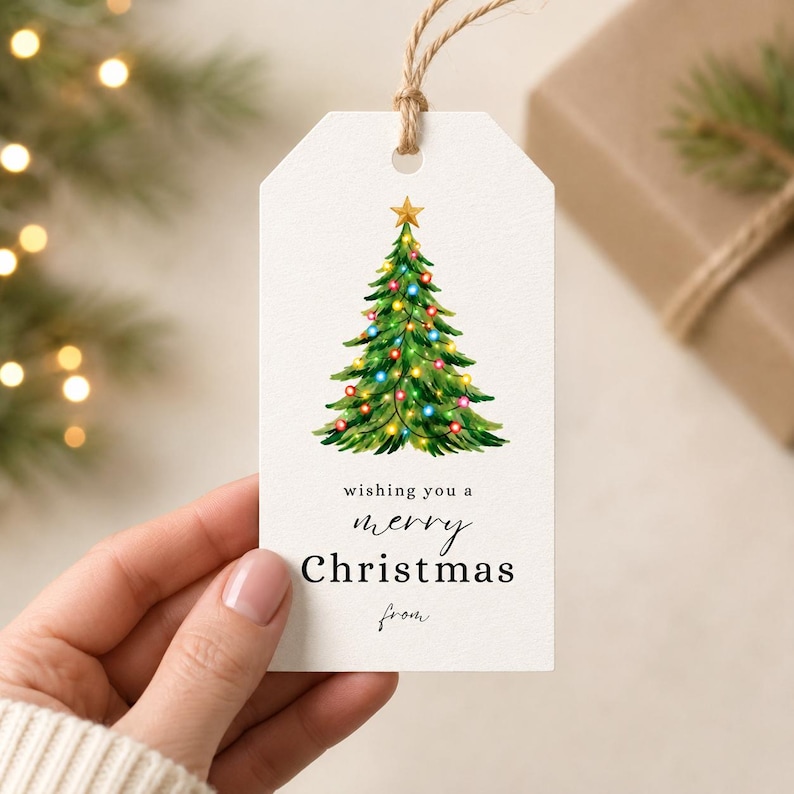 Christmas Gift Tags Printable, Holiday Gift Tags, Merry Christmas Tree ...