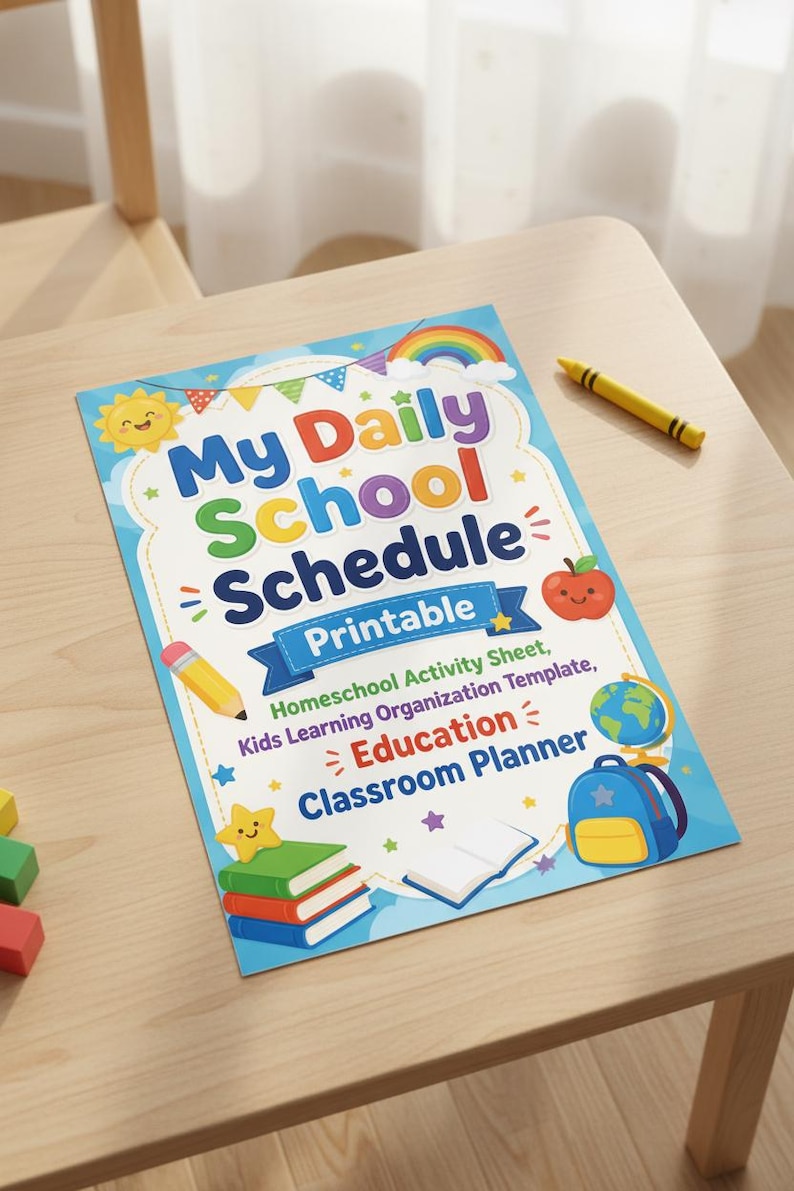 My Daily School Schedule Printable, Homeschool Schedule Template, Kids ...