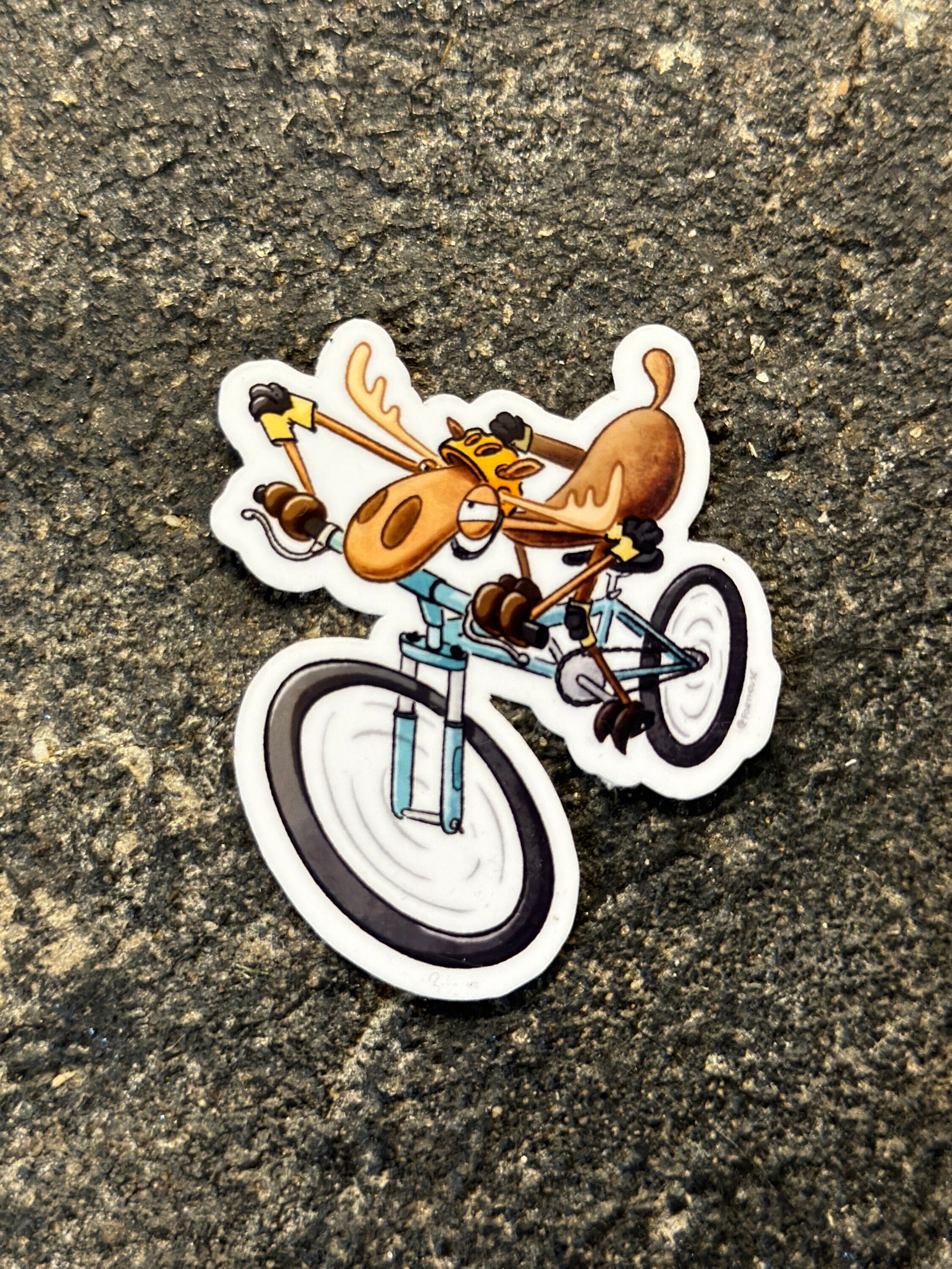 Moose Mountain Biking Sticker - Etsy