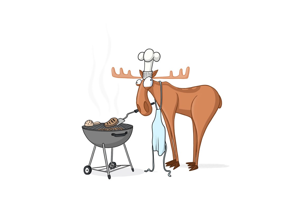 Moose BBQ (11" X 17") Fine Art Print - Etsy