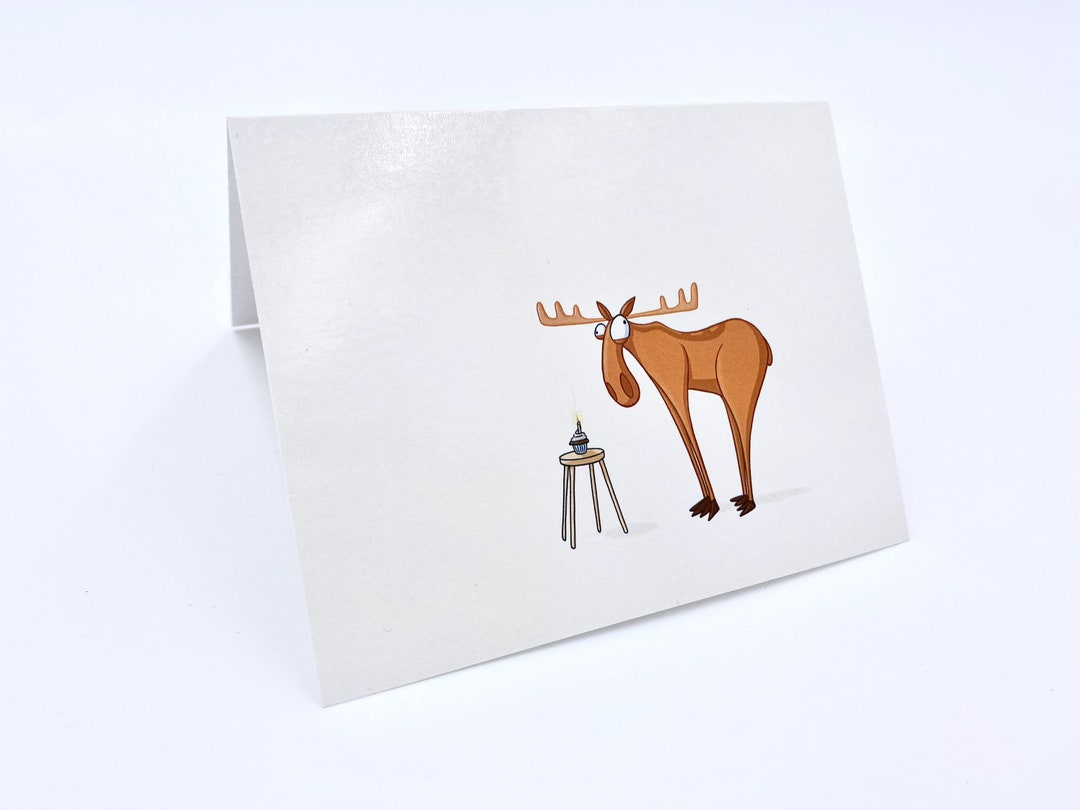 Cupcake Moose Cards (happy Birthday!) - Etsy
