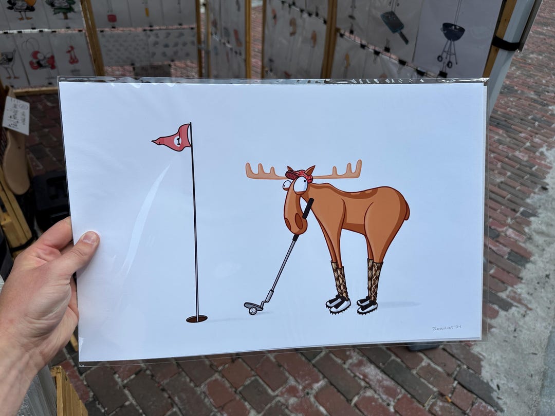 Moose Golfing (11" X 17") Fine Art Print - Etsy